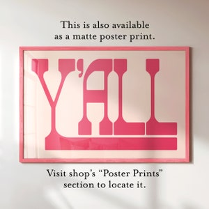 Instant Digital Download Y'all Typography Print Hot Pink Western Wall ...
