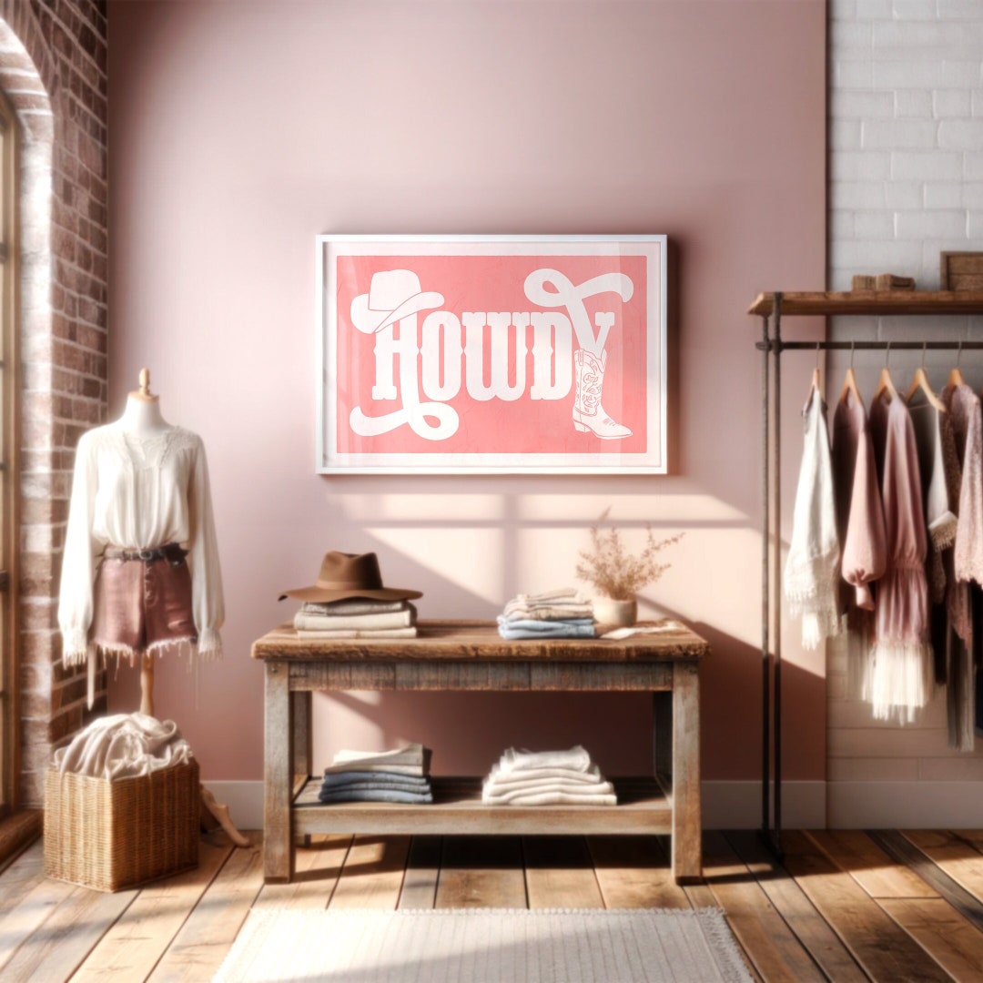 Howdy Typography Poster Gift for Her Birthday, Cowgirl Hat and Boot ...