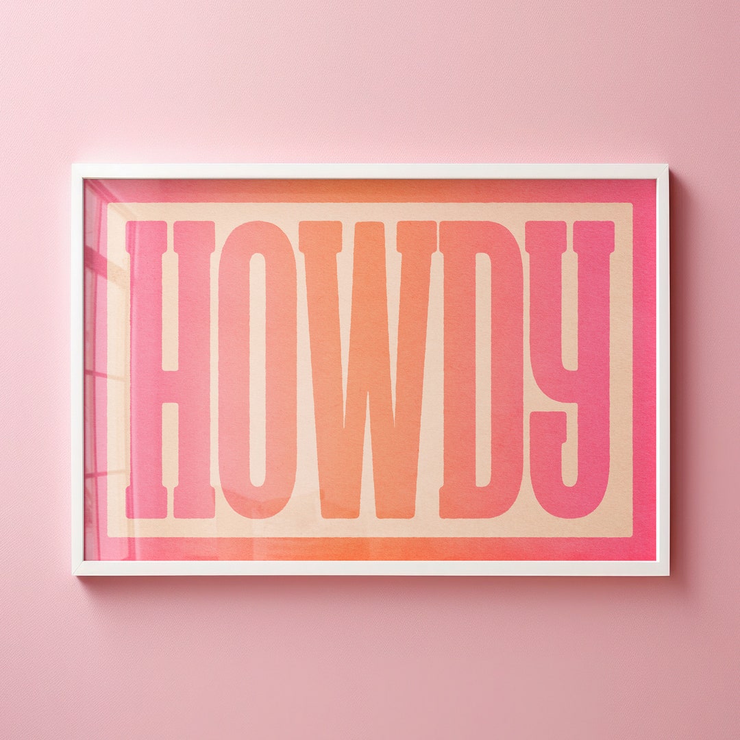 Instant Digital Download Howdy Typography Print Gift for Girl, Pink ...