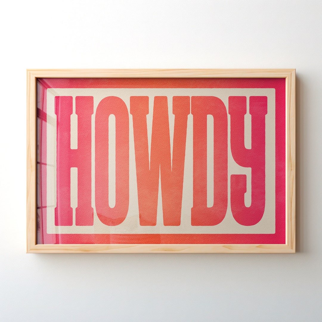 Instant Digital Download Howdy Typography Print Gift for Girl, Pink ...