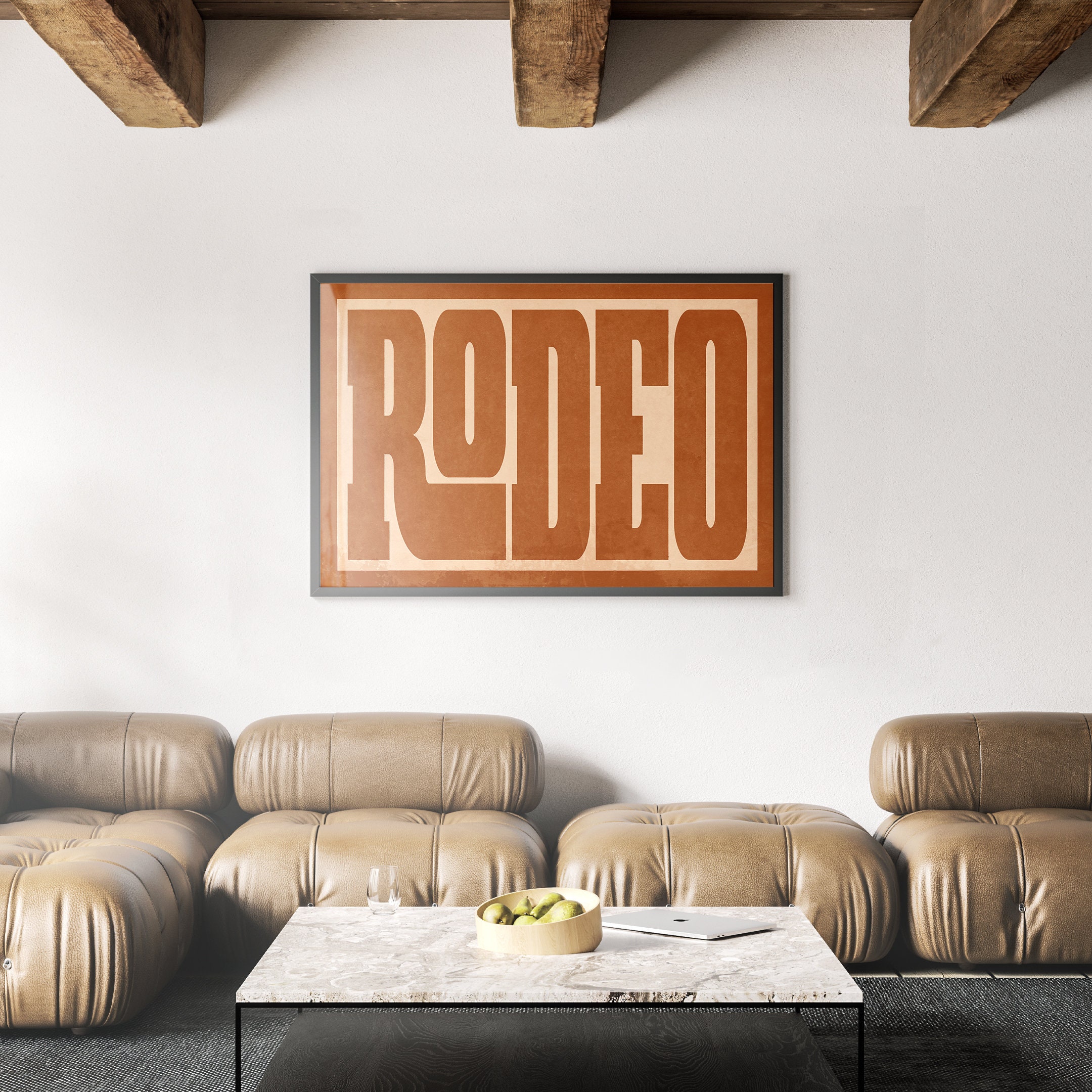 Rodeo Typography Poster, Western Wall Art, Burnt Orange Farmhouse Decor ...