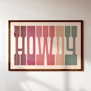Howdy Typography Poster, Pink Howdy Print for Girl, Soft Cowgirl Color ...