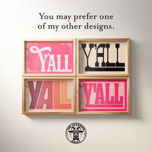 Instant Digital Download Y'all Typography Print Hot Pink Western Wall ...