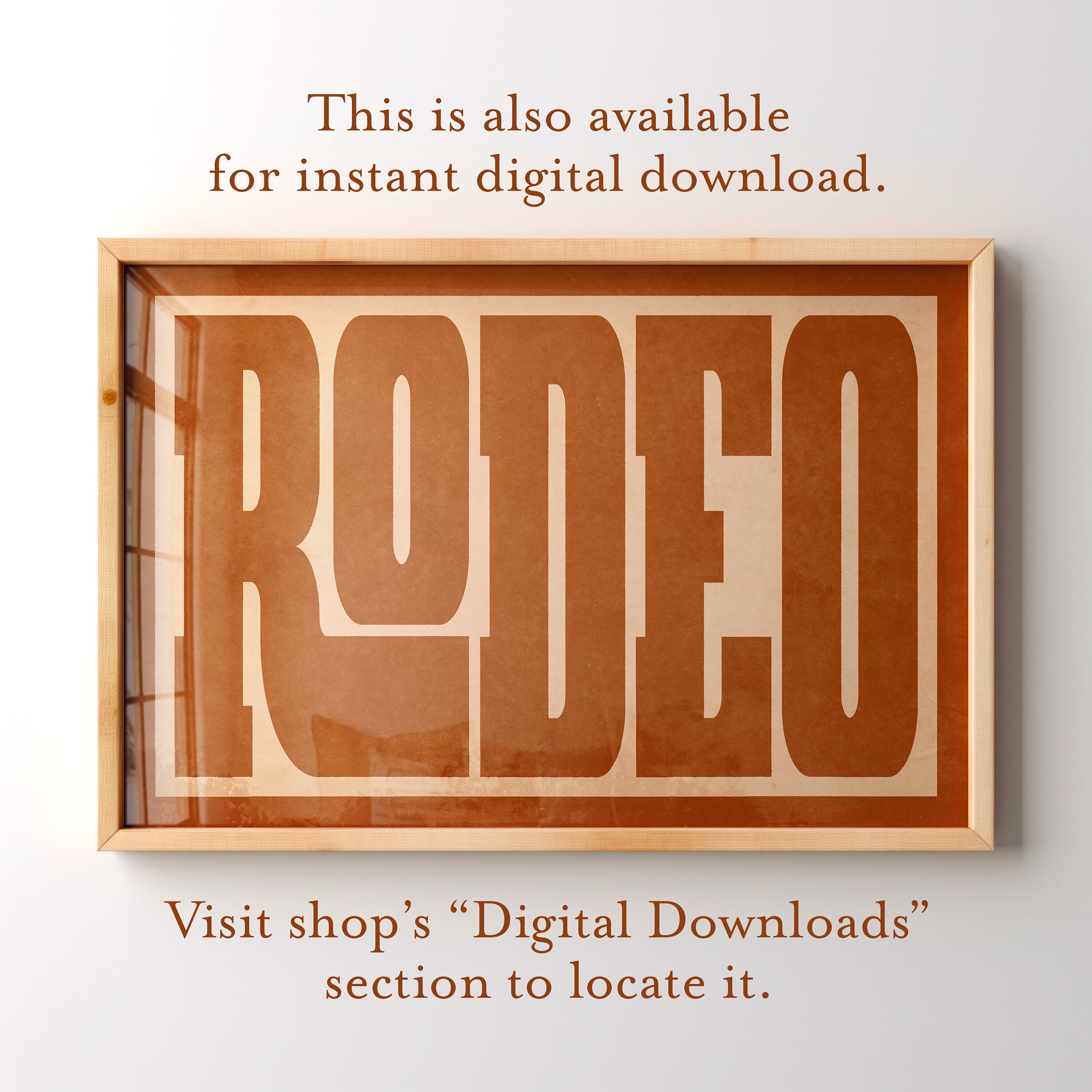 Rodeo Typography Poster, Western Wall Art, Burnt Orange Farmhouse Decor ...