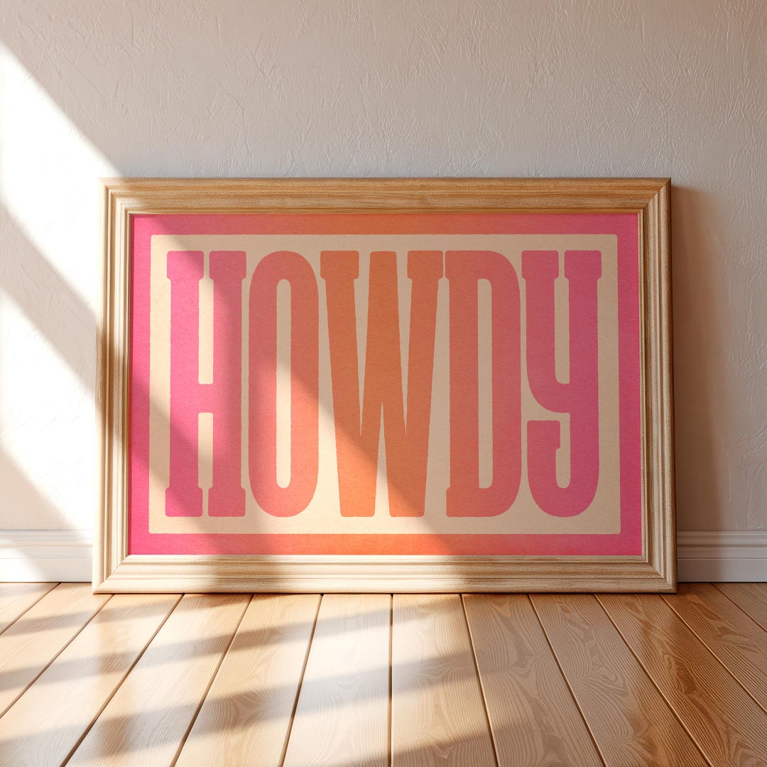 Instant Digital Download: Howdy Typography Print Gift for Girl, Pink ...