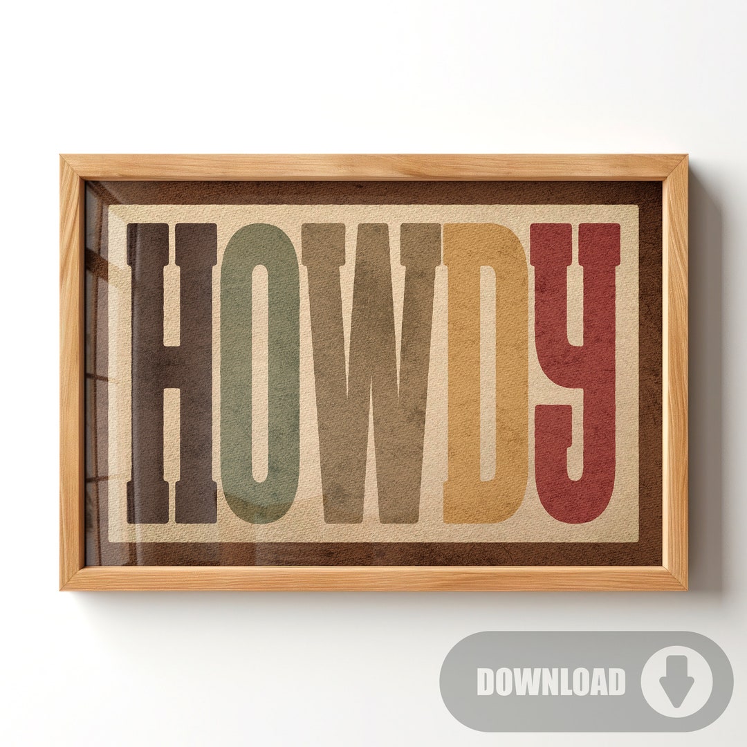 Instant Digital Download Howdy Typography Print Gift for Home - Etsy