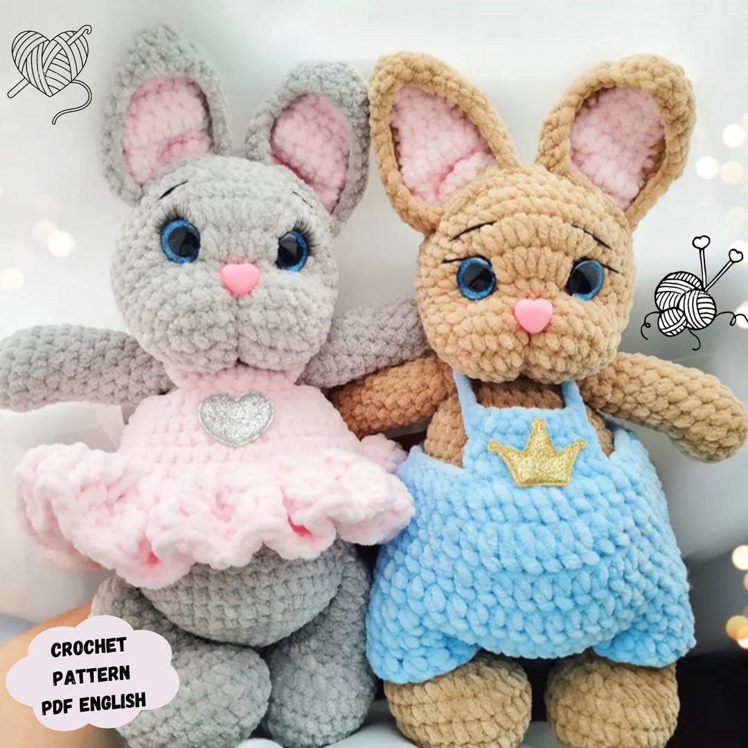 Rabbit Crochet Pattern, Bunny Crochet Pattern, Little Rabbits Amigurumi ...