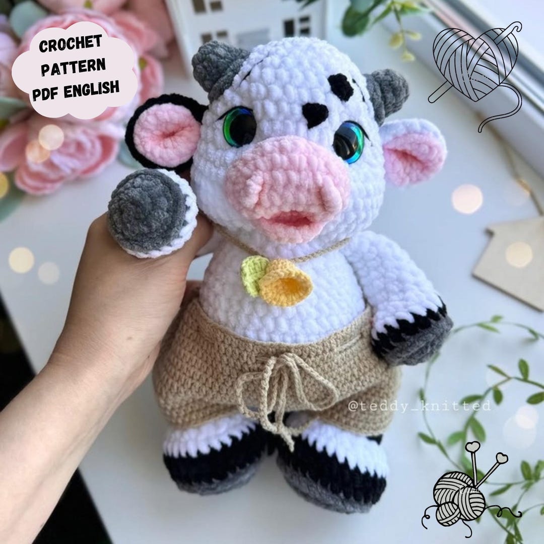Cow Crochet Pattern: Goby Plush Toy Amigurumi Animal (PDF Pattern ...