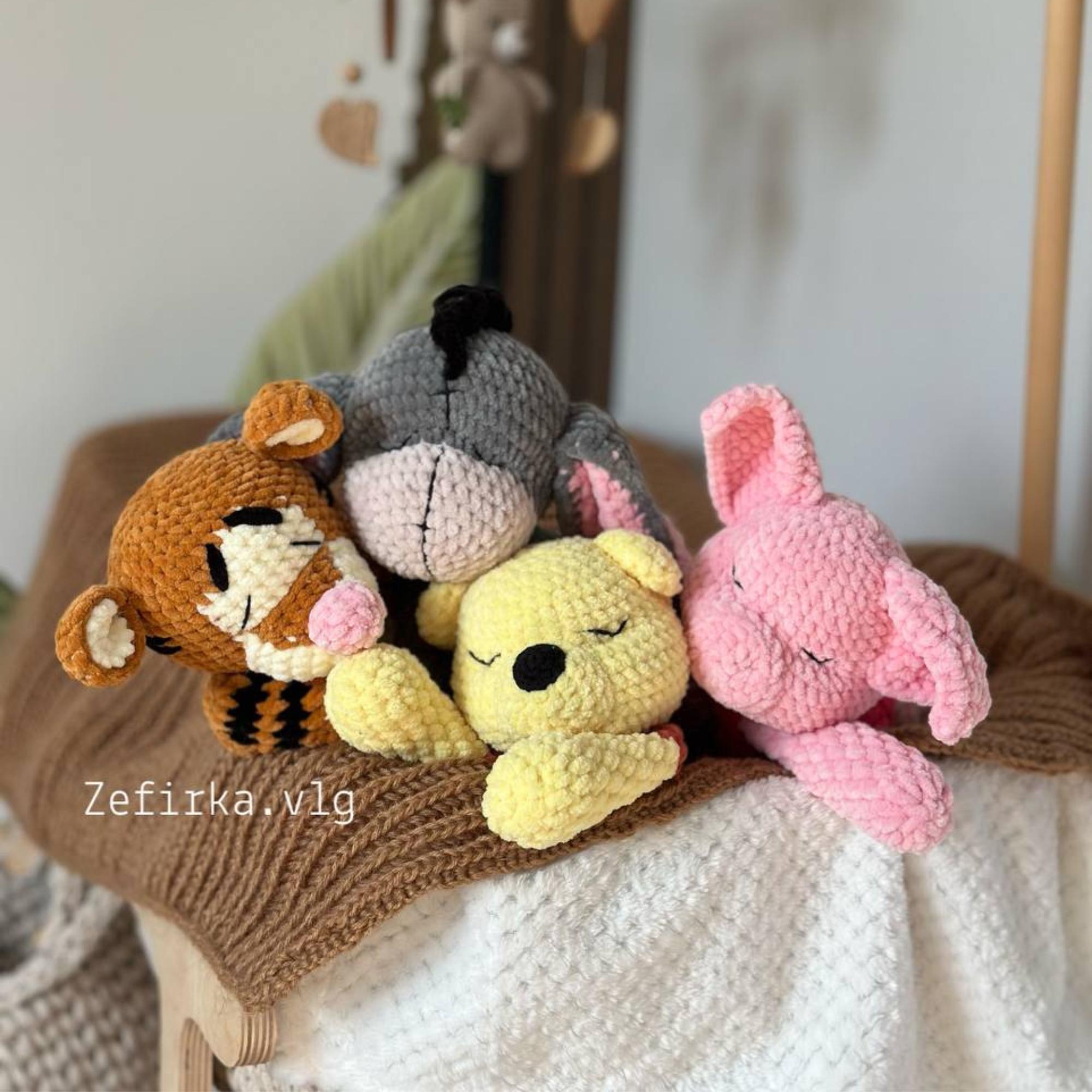 4 in 1 Winnie the Pooh, Piglet, Donkey, Tiger Crochet Pattern Amigurumi ...