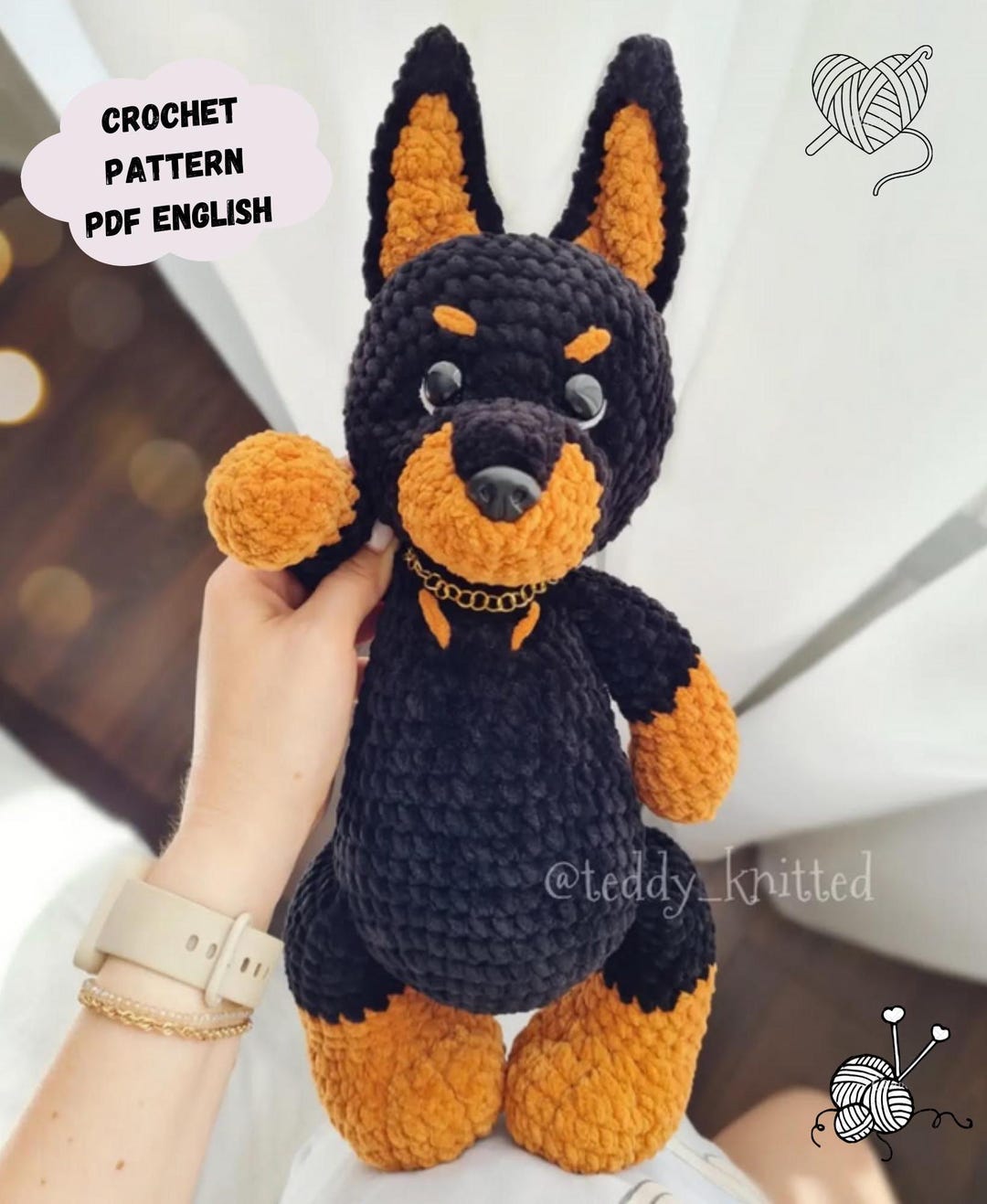 Doberman Dog Crochet Pattern: Amigurumi Plush Toy (PDF Pattern English ...