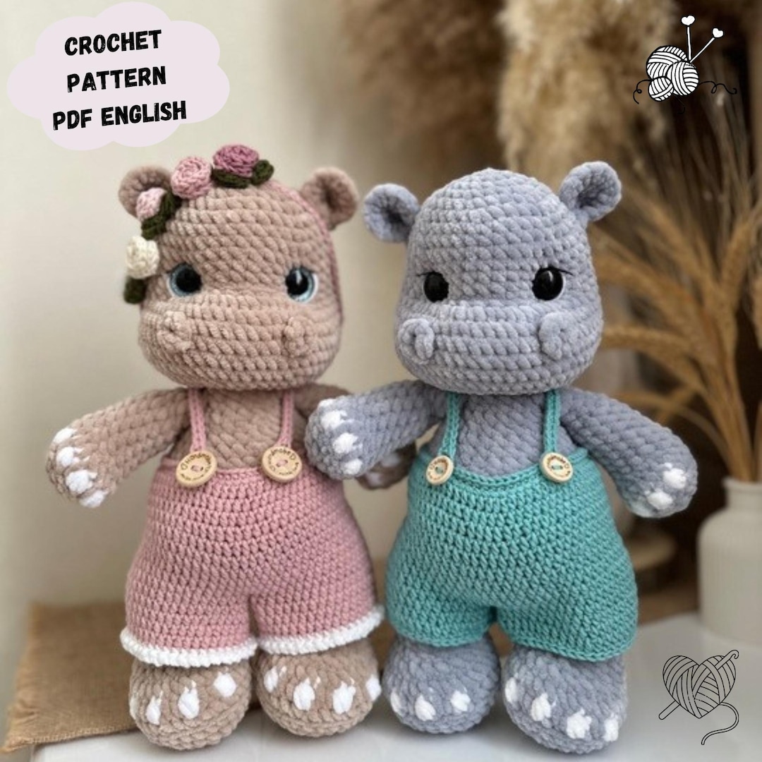 Hippo Crochet Pattern, Hippos Rick and Tia Crochet Pattern, Hippo ...