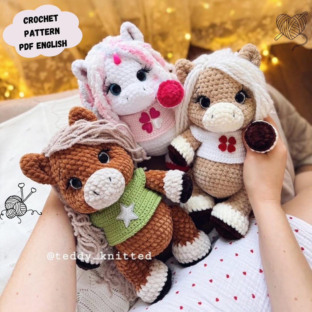 3 in 1 Horse, Horse Crochet Pattern, Horse Amigurumi Crochet Pattern ...
