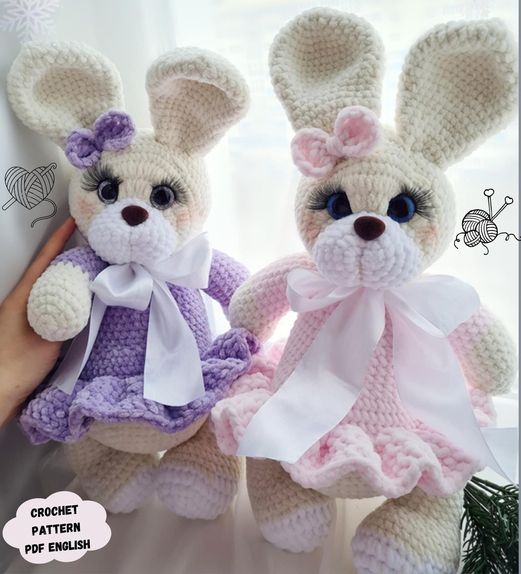 Big Bunny Crochet Pattern: Plush Rabbit Amigurumi Toy (PDF Pattern ...