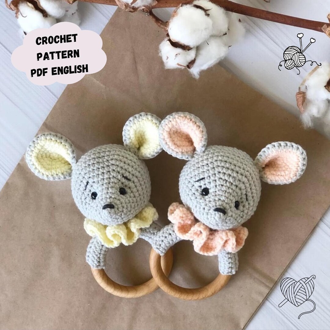 Rattle Mouse Crochet Pattern, Amigurumi Rattle Mouse, Rattle Toy ...