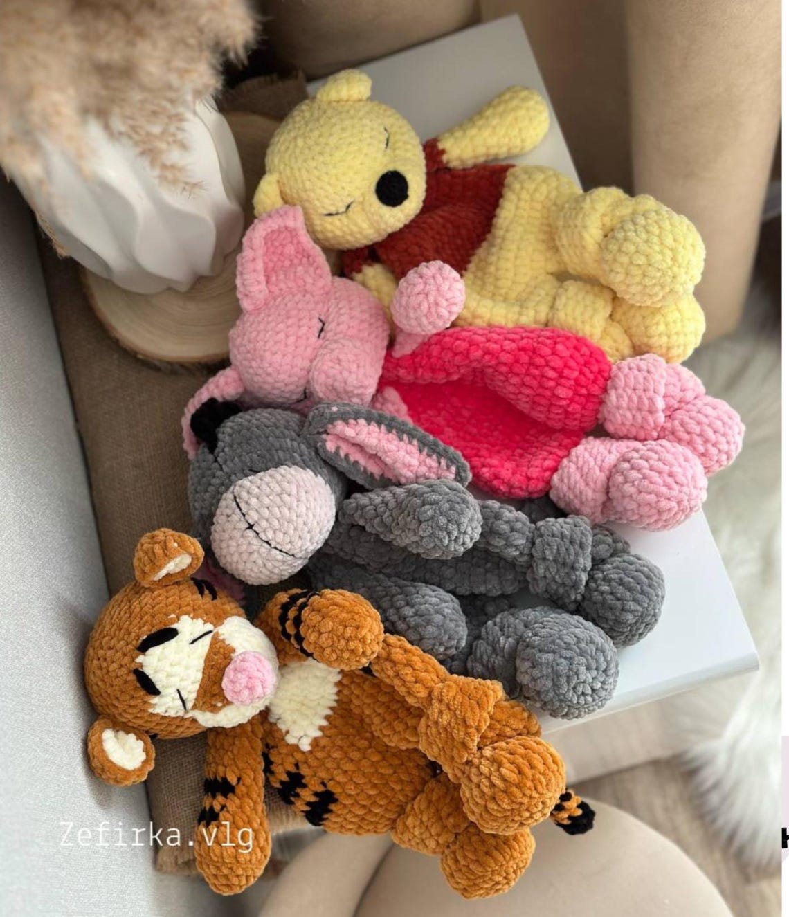4 in 1 Winnie the Pooh, Piglet, Donkey, Tiger Crochet Pattern Amigurumi ...
