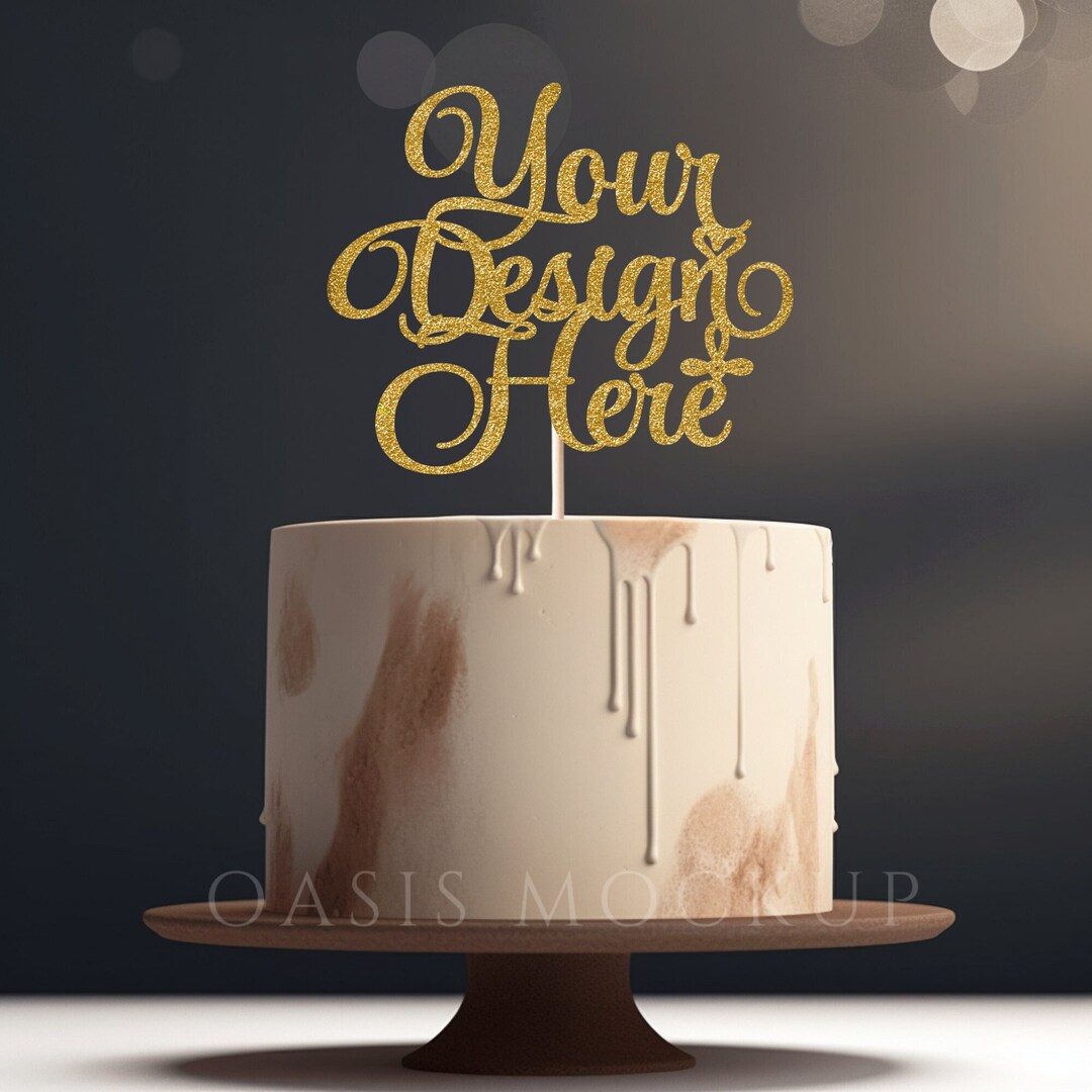 Cake Mockup, Cake Topper Mockup, Minimalist Cake Topper Mockup ...