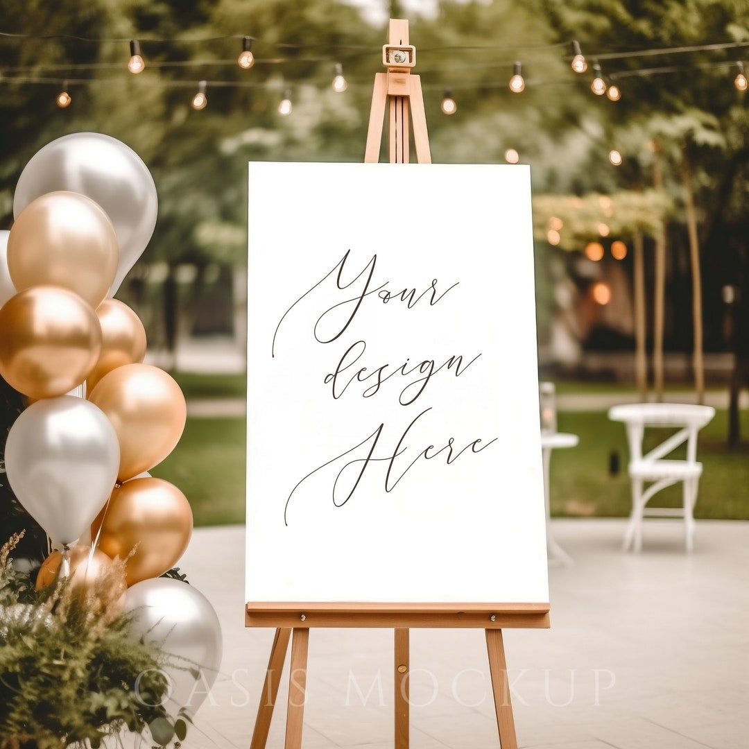 Easel Mockup, Easel Sign Mockup, Seating Chair Mockup, Birthday Sign ...