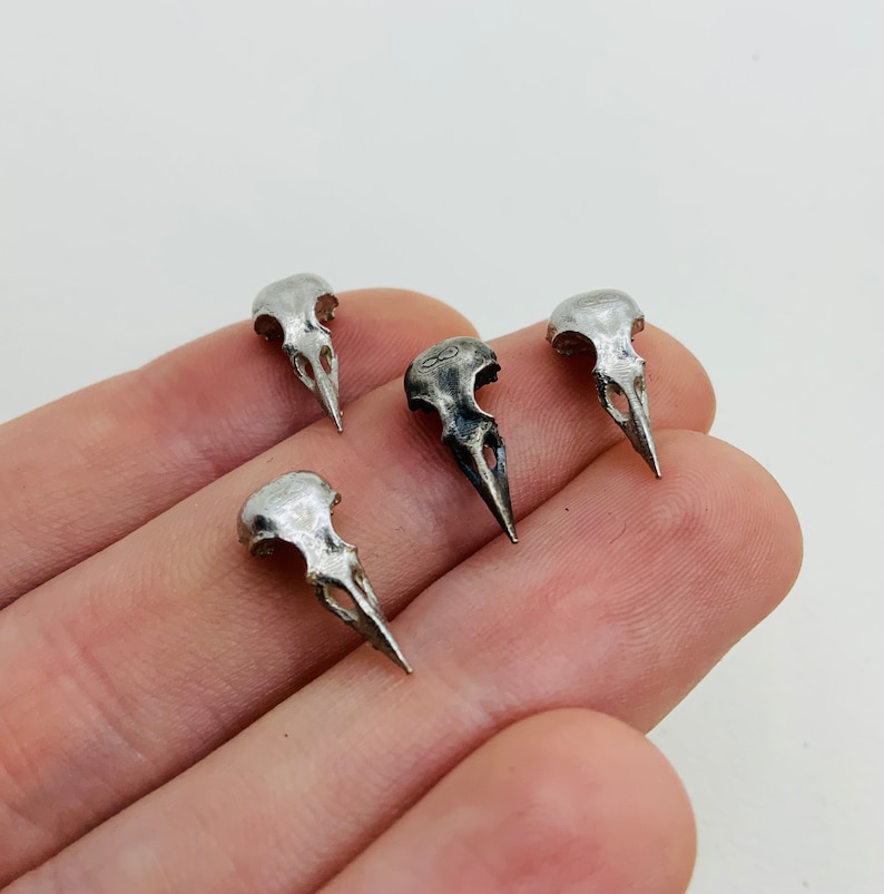 Sterling Silver Crow Skull Casting, Goth Jewelry Component - Etsy