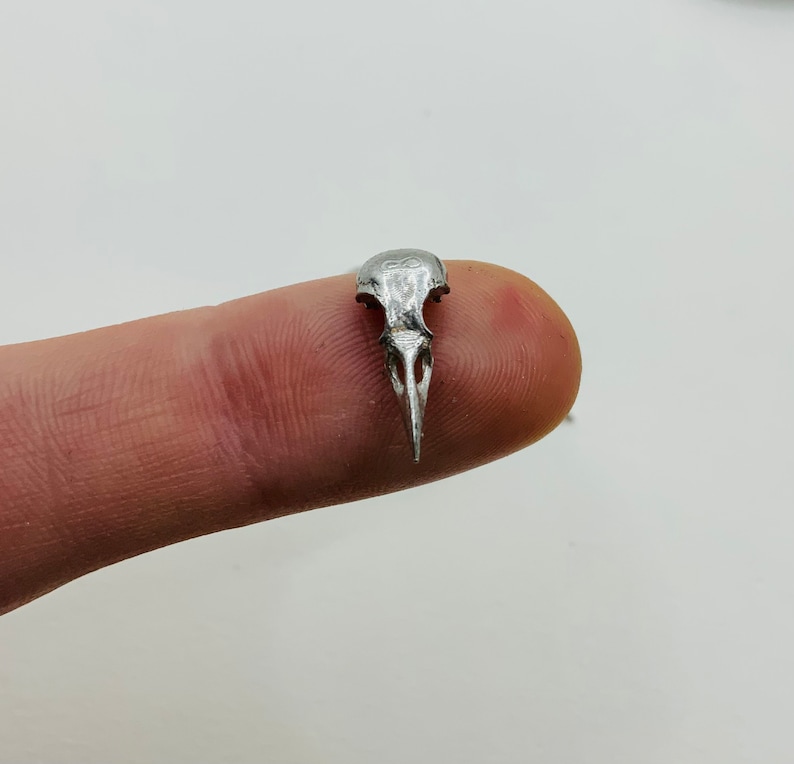 Sterling Silver Crow Skull Casting, Goth Jewelry Component - Etsy