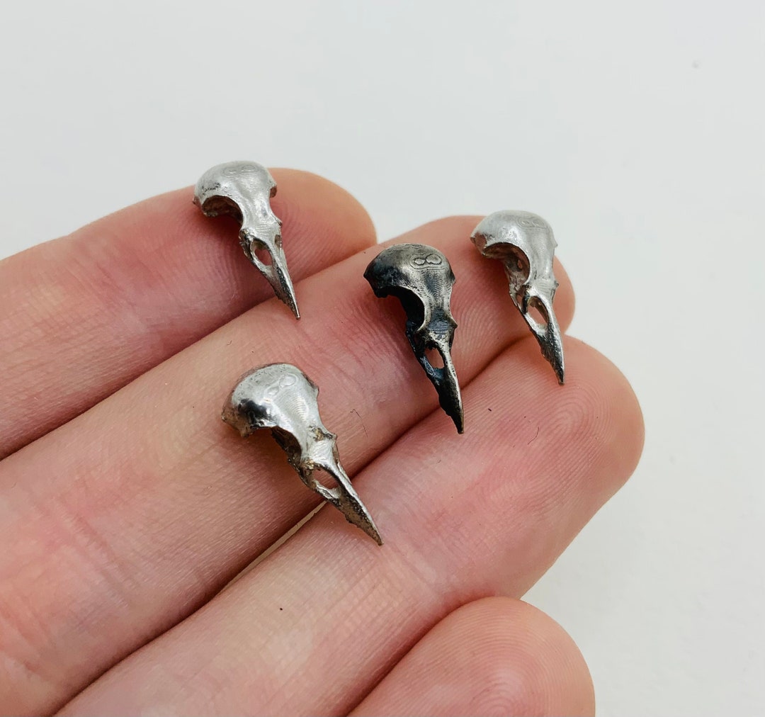 Sterling Silver Crow Skull Casting, Goth Jewelry Component - Etsy