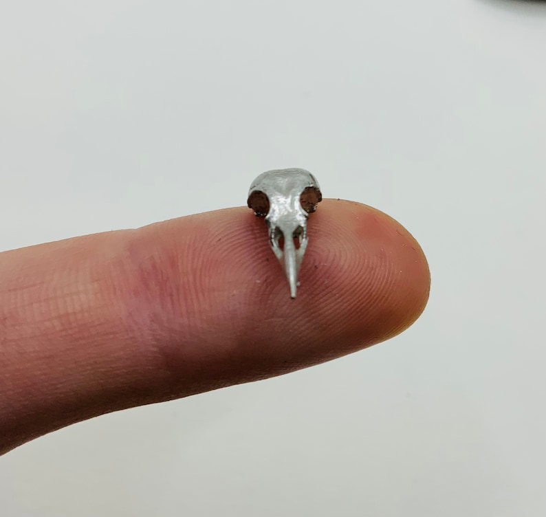 Sterling Silver Crow Skull Casting, Goth Jewelry Component - Etsy