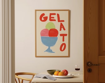 Gelato Poster, Italian Food Art, Ice Cream Food Poster, Kitchen Decor ...