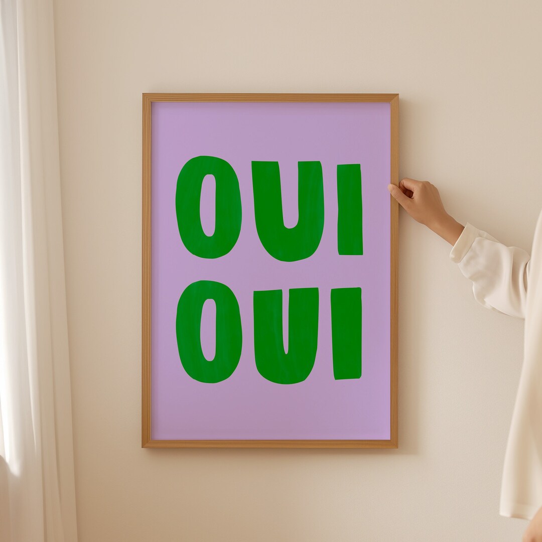 Oui Oui Print, French Quote Print, Mid Century Print, Gallery Wall Art ...