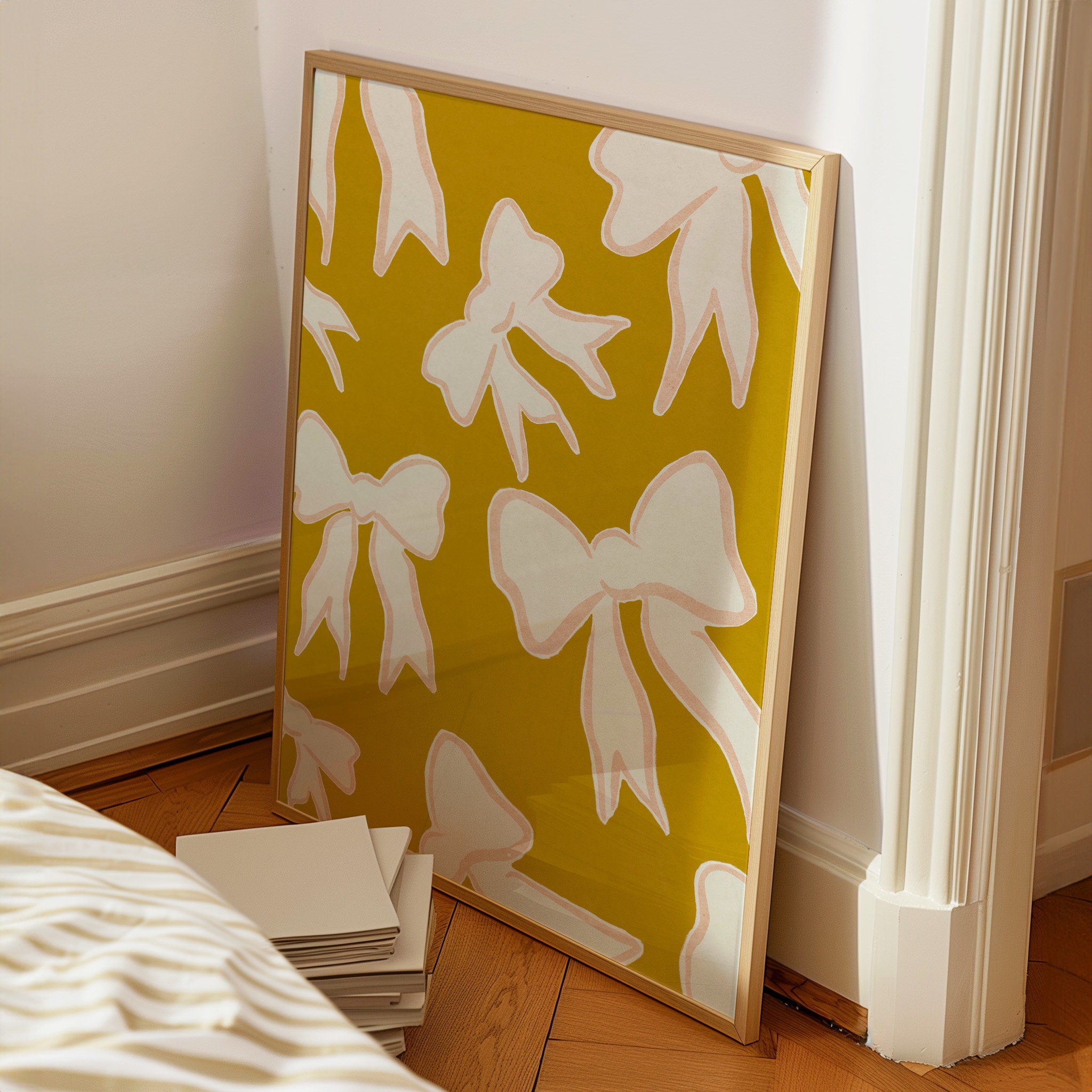 Pink Bow Poster, Coquette Poster, Trendy Print, Bows Wall Art, Cute ...