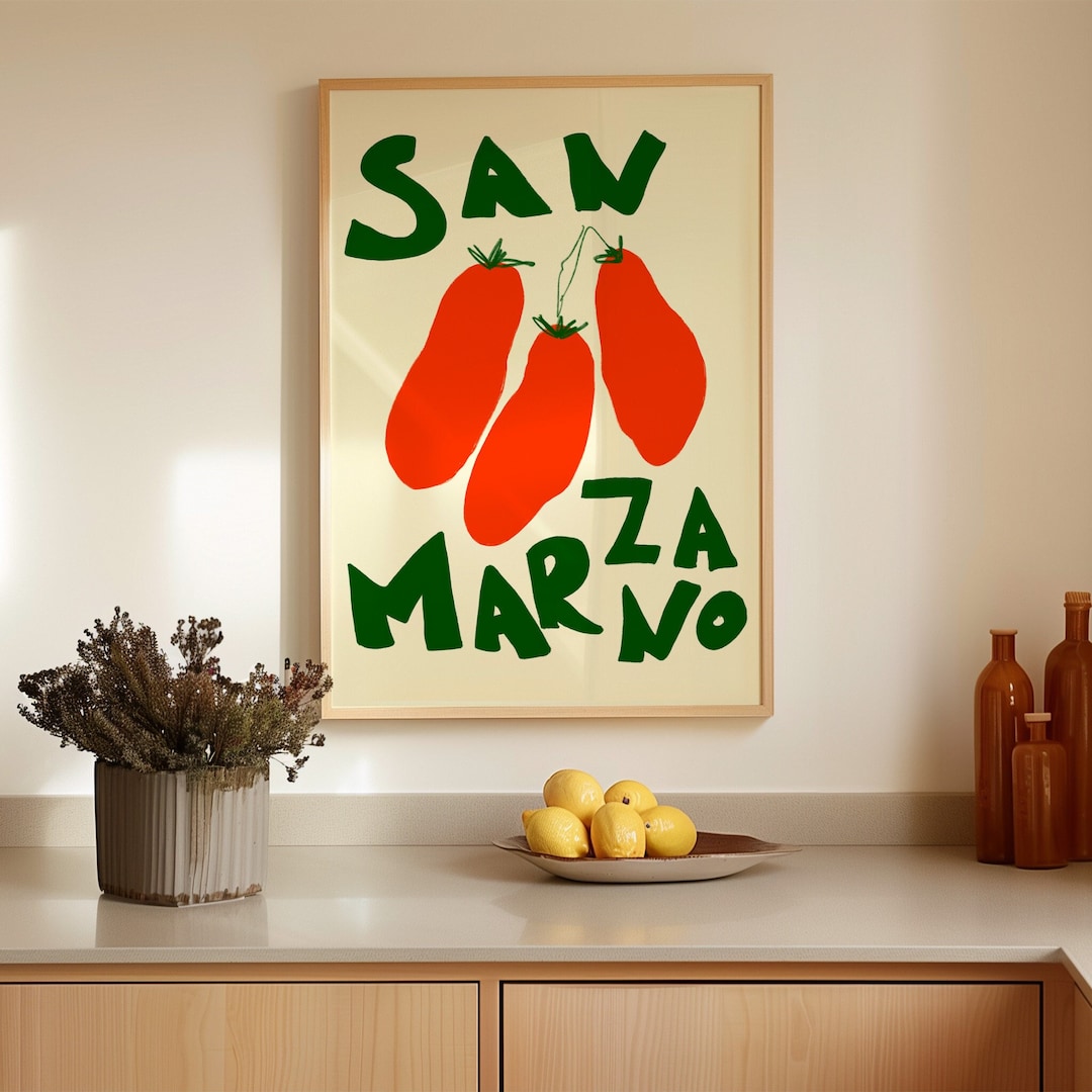 San Marzano Tomatoes Art Print, Maximalist Art, Kitchen Print, Tomato ...