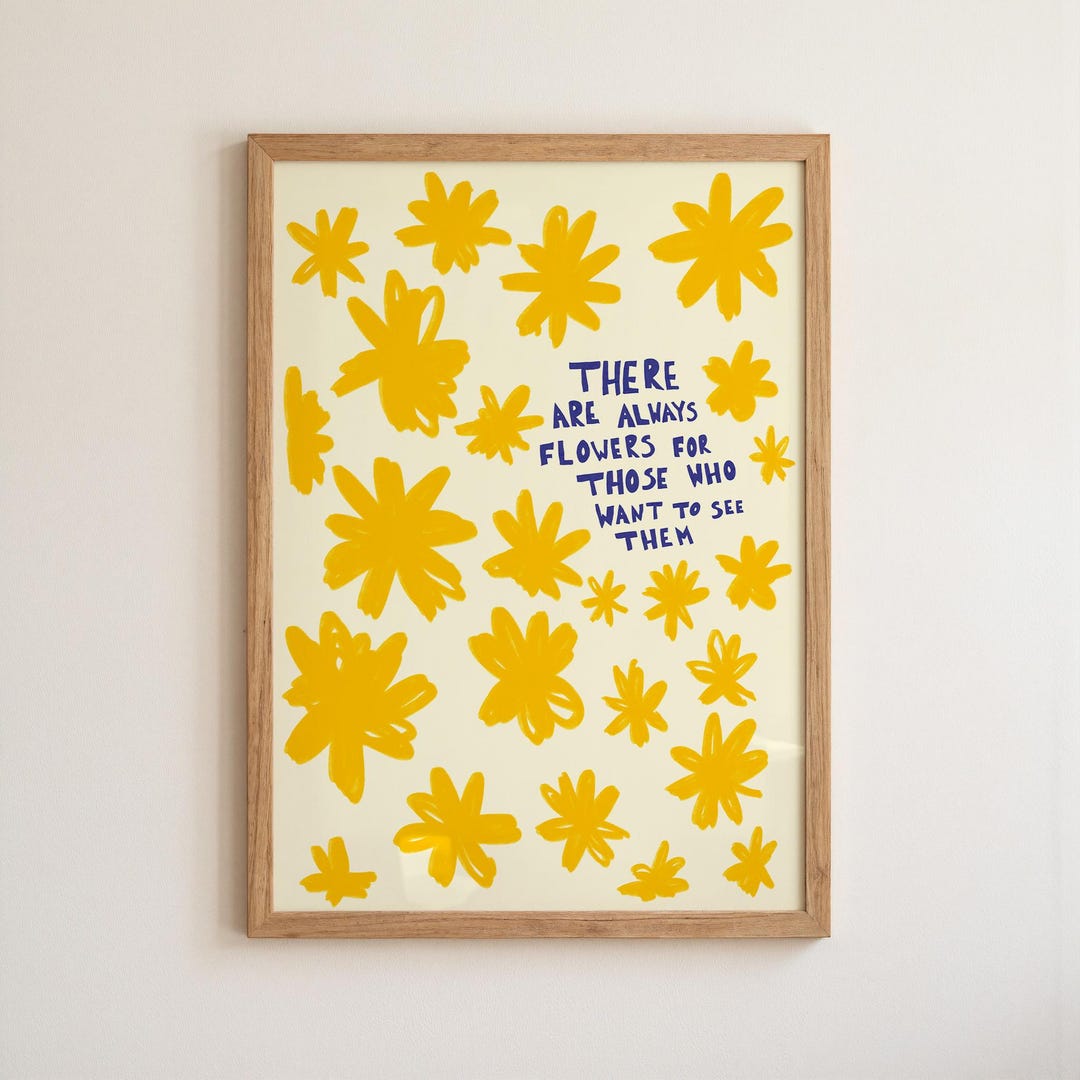 Hand Drawn Flower Print, Motivational Quote Poster, Botanical Boho Wall ...