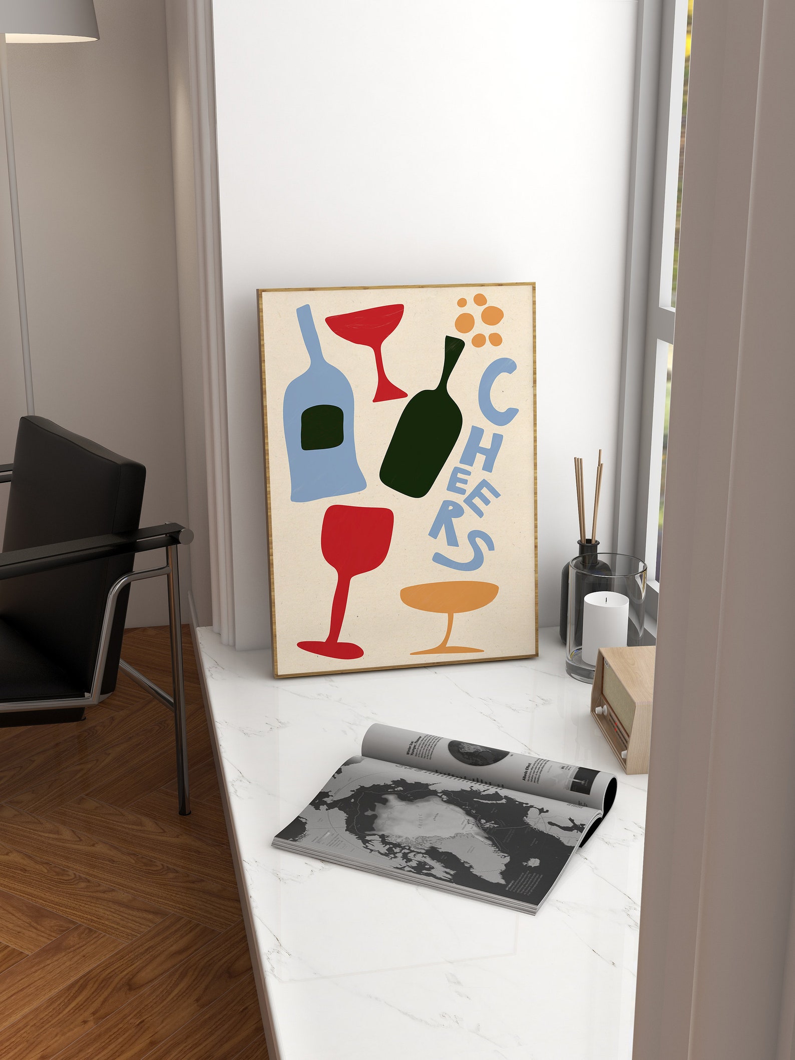 Cheers Print, Wine Glasses Cheers Poster, Bar Cart Art, Hand Drawn ...
