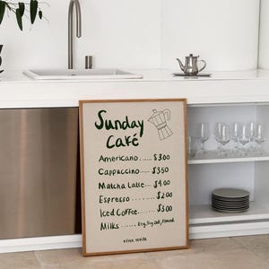 Sunday Cafe Poster: Coffee Menu Art Print (digital Download) - Etsy