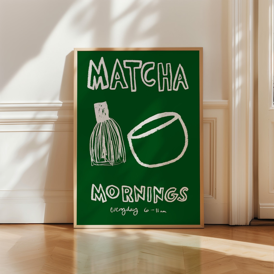 Matcha Mornings Poster, Retro Drink Art, Cafe Poster, Matcha Latte ...