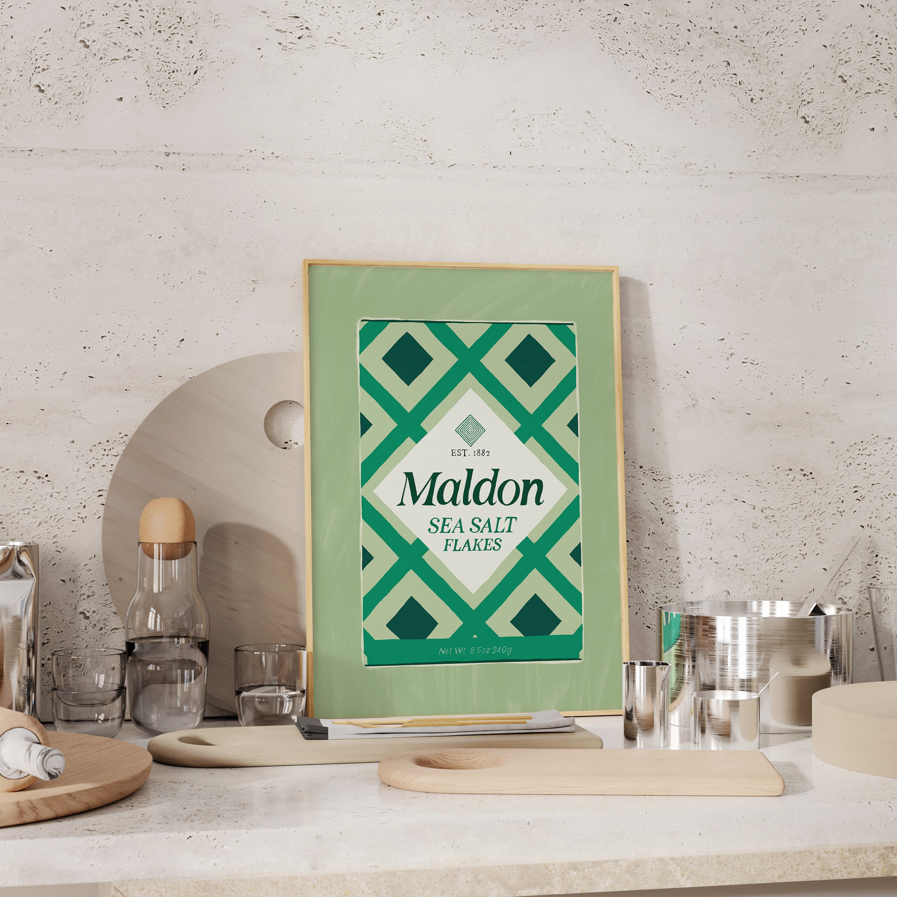 Maldon Salt Print, Aesthetic Kitchen Decor, Food Print, Trendy Retro ...