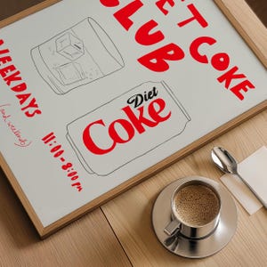 Diet Coke Club Print, Typography Poster, Retro Drink Poster, Mid ...
