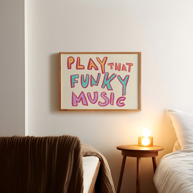Play That Funky Music Print, Mid Century Print, Hand Drawn Sketch ...