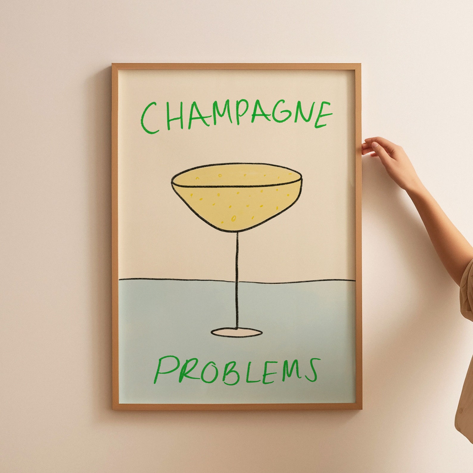 Champagne Problems Poster, Vintage Cocktail Print, Mid Century Print ...