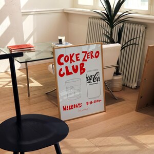 Coke Zero Club Print, Typography Poster, Retro Drink Poster, Mid ...