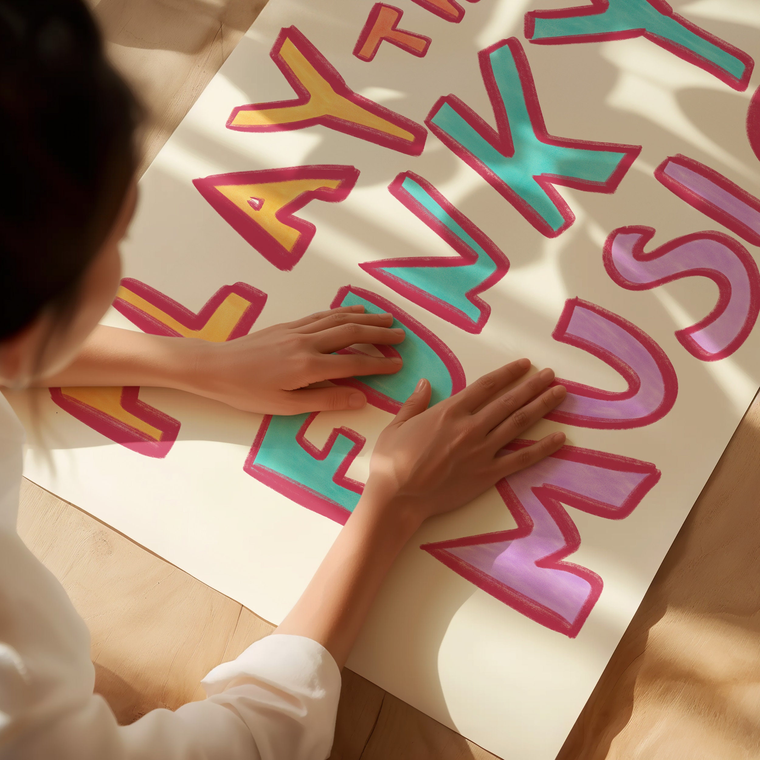 Play That Funky Music Print, Mid Century Print, Hand Drawn Sketch ...