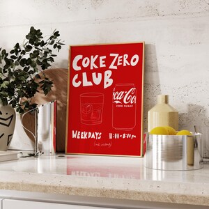 Coke Zero Club Print, Typography Poster, Retro Drink Print, Mid Century ...