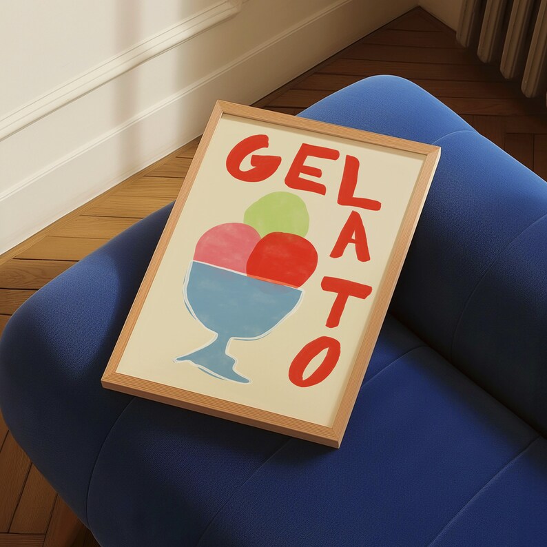 Gelato Print, Vintage Food Print, Italian Dessert Poster, Ice Cream ...
