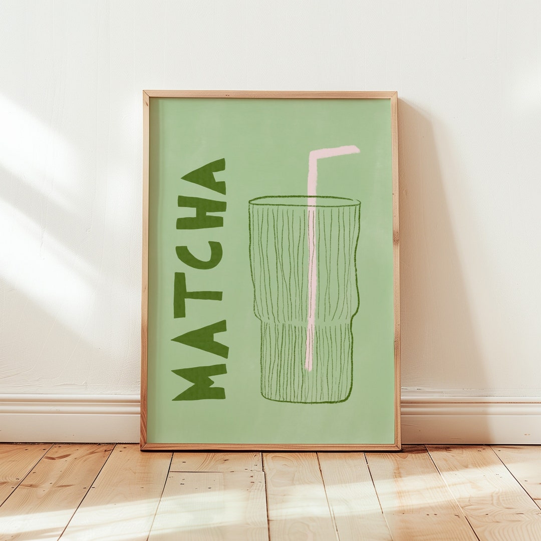 Matcha Poster, Retro Drink Art, Caffe Poster, Matcha Latte Print ...