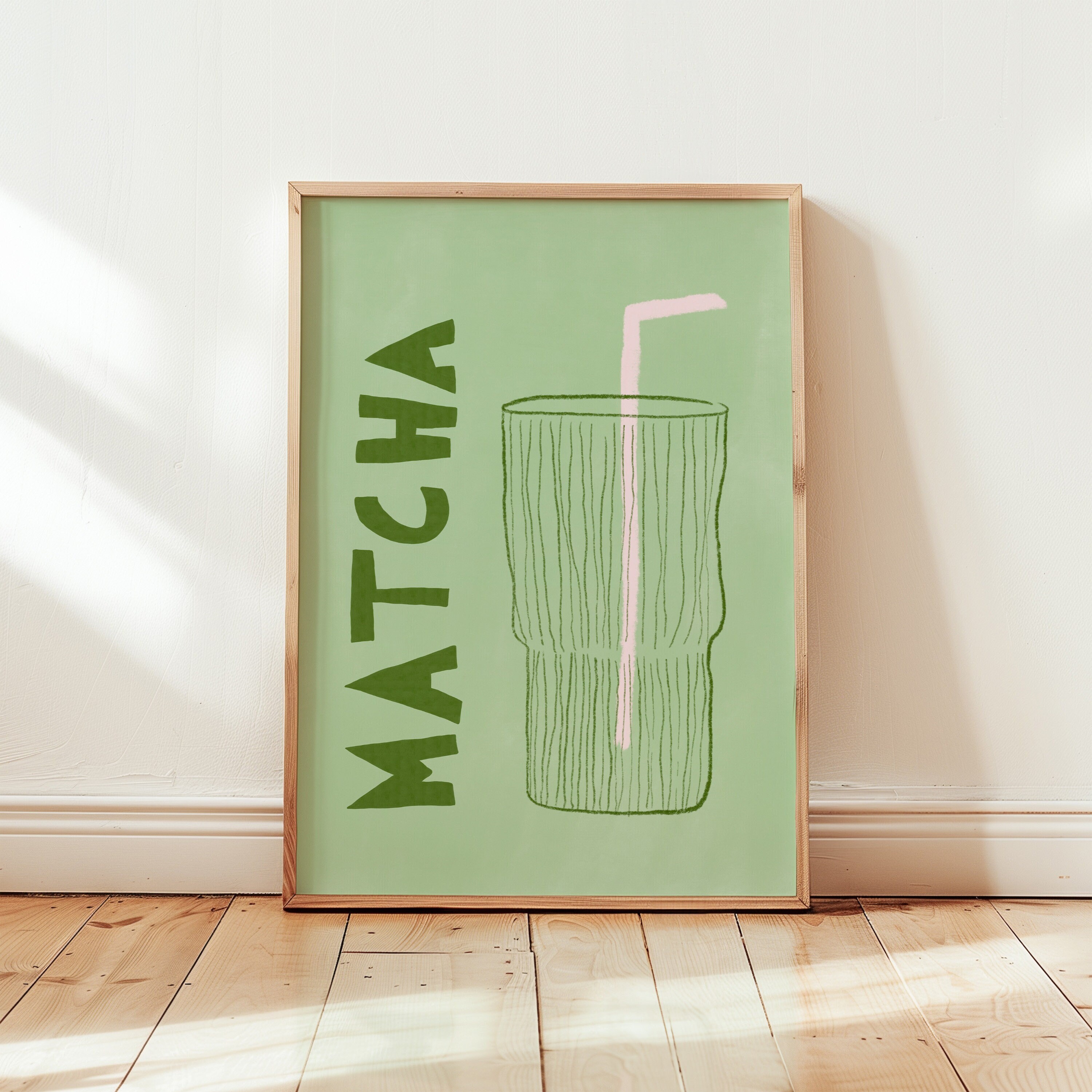 Matcha Poster, Retro Drink Art, Caffe Poster, Matcha Latte Print ...