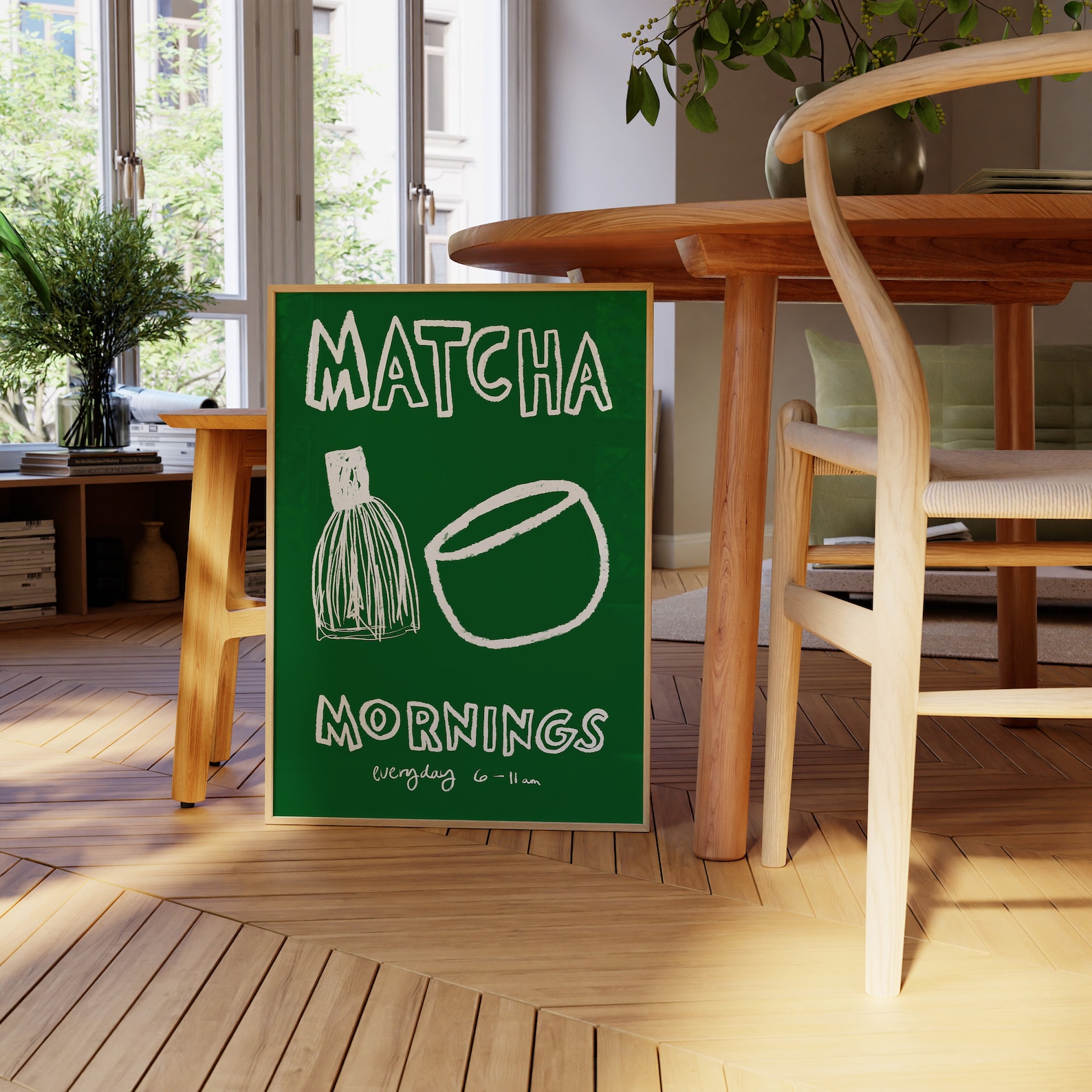 Matcha Mornings Poster, Retro Drink Art, Cafe Poster, Matcha Latte ...