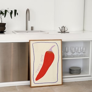 Chilli Print, Chilli Pepper Poster, That’s Hot Print, Foodie Drawing ...