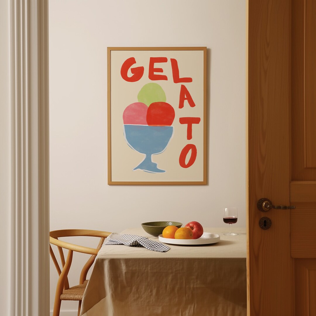 Gelato Print, Vintage Food Print, Italian Dessert Poster, Ice Cream ...