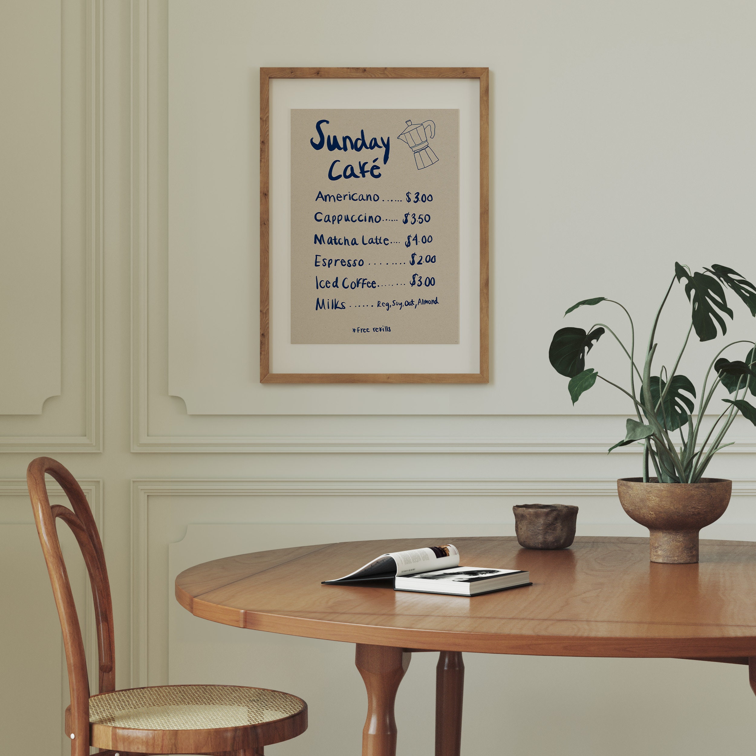 Sunday Cafe Poster, Caffe Poster, Coffee Sketch, Hand Drawn Coffee ...