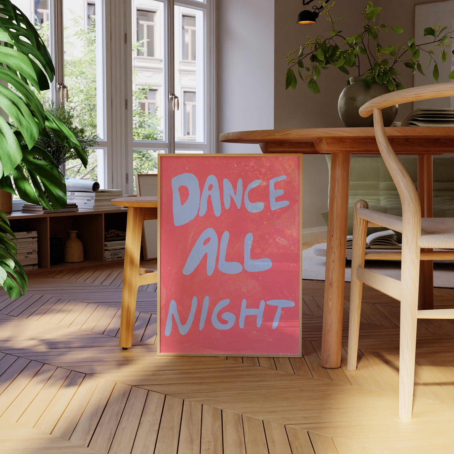 Dance All Night Poster, Hand Drawn Print, Maximalist Poster, Typography ...
