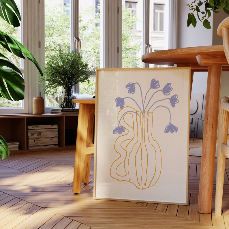 Flower Vase Print, Trendy Vase Print, Retro Floral Print, Boho Flower ...