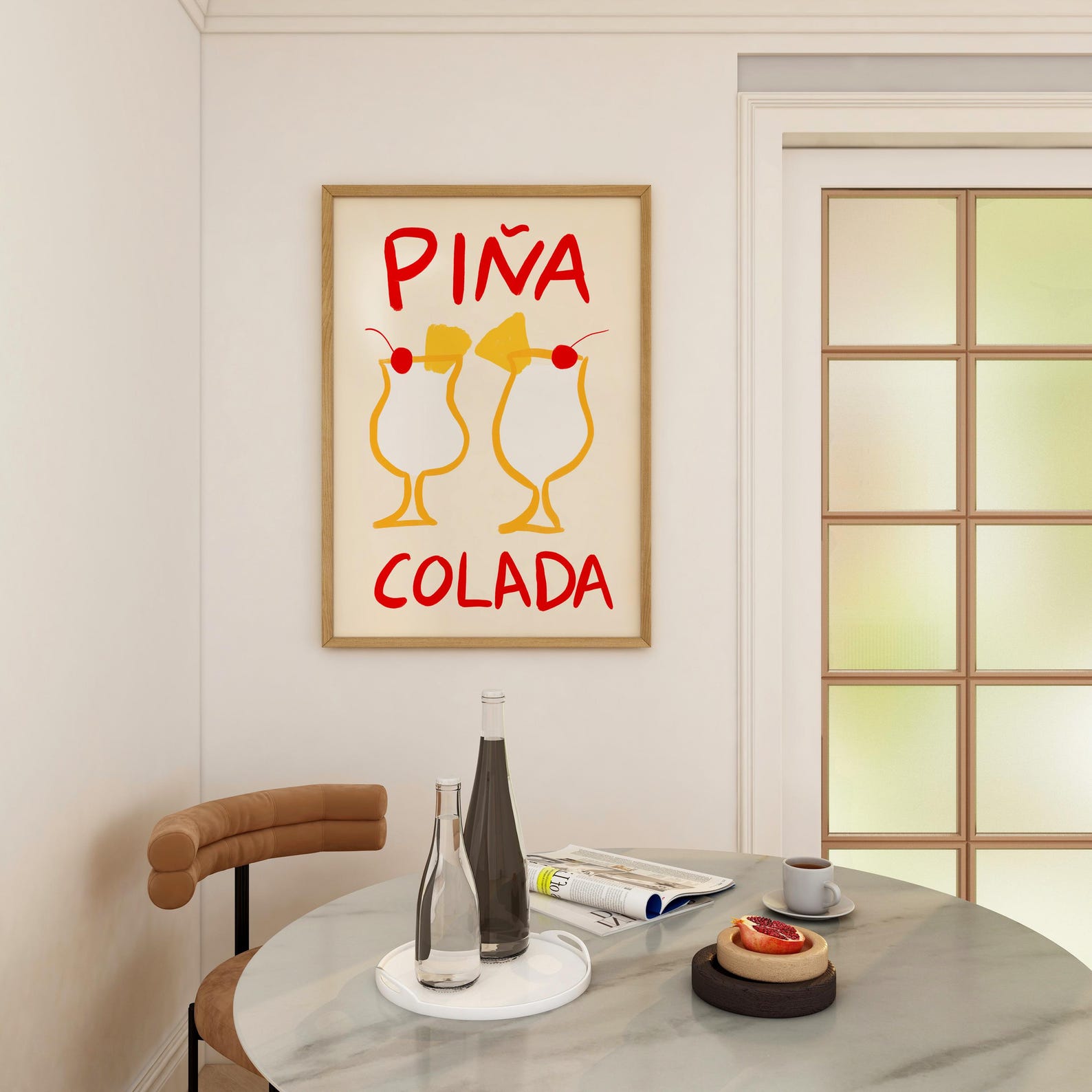 Pina Colada Cocktail Print: Hand Drawn Retro Bar Art (digital Download ...